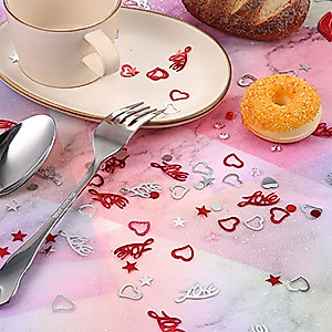 TecUnite 4000 Pieces Valentine Confetti for Valentine's Day Wedding Party Table Decoration with Heart, Love, Lip Print, Acrylic Diamond Shape Design Confetti, 3.5 Ounce