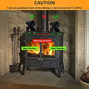 foedo Wood Stove Fan, for Wood Burning Stove/Pellet Stove, No Electric Heating Drive, Effective Circulation Warm Air, 4 Blades Cocoon Fan (Set of 2)