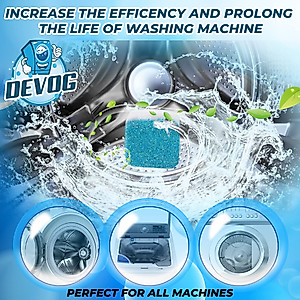 DEVOG Washing Machine Cleaner Tablets, 24 pcs Washer Machine Cleaner with Deep Cleaning Formula, 1 Year Supply, Washer Cleaner for Front Loader, Top Loader and HE