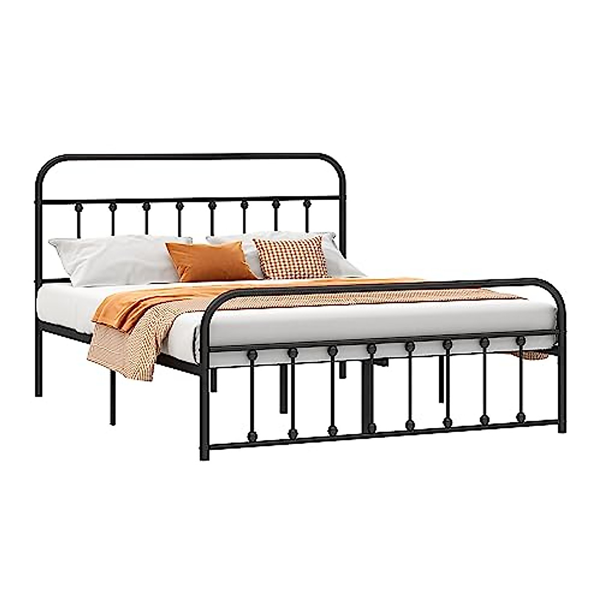 Closadin Classic Metal Platform Bed Frame with Heaboard and Footboard,Strong Metal Slats Support,No Box Spring Needed,Easy Assembly,Queen Size,Black