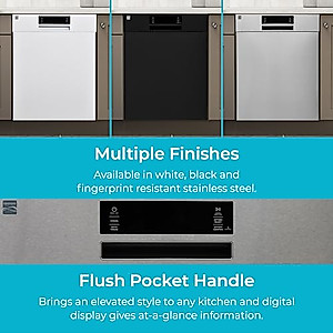 Kenmore 24" Built-In Stainless Steel Tub Dishwasher with EasyFlex 3rd Rack, SmartWash, UltraWash Plus, TurboDry, and Adjustable Rack, Energy Star Certified, Fingerprint Resistant Stainless Steel