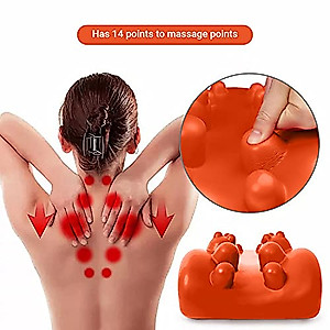 Acupressure Neck Pain Relief Cushion, Neck and Shoulder Relaxer, Cervical Traction Massage Chiropractic for Pain Relief Management High Density Memory Foam Core BeyondElegance (Orange Red)