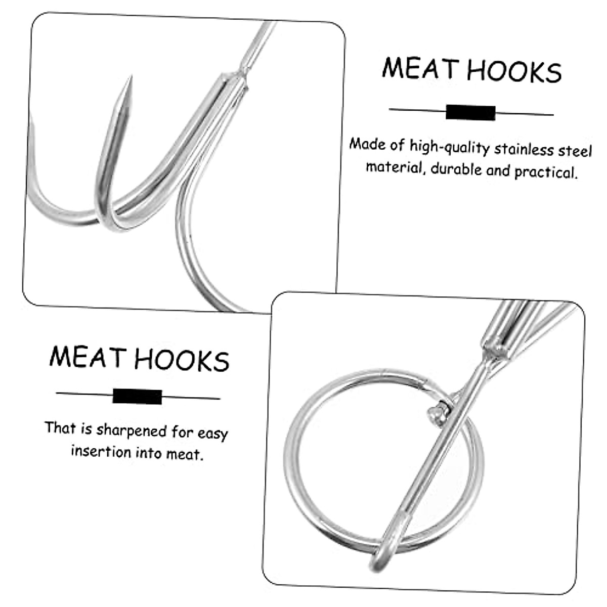 DIKACA Clothes Rack 2pcs Meat Processing Home Bacon Duck Smoker Accessories Roast Storage Tool Ham Steel Triple Garden Cm Hanger Butcher Professional for Hook Grill Kitchen BBQ Drying Prosciutto