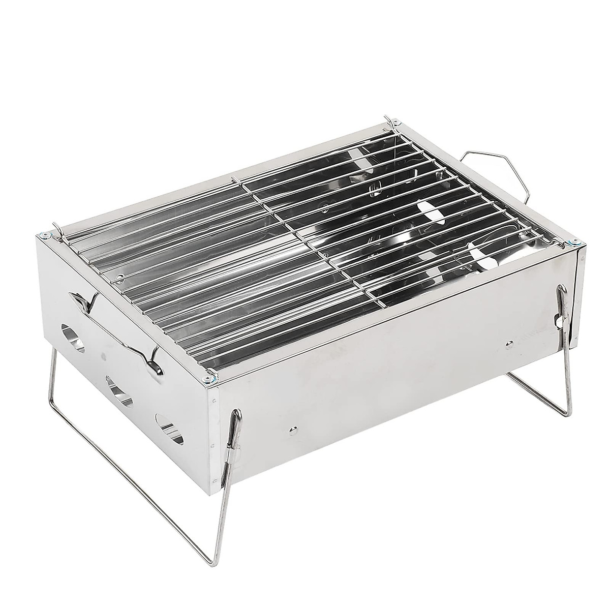 Premium Foldable Stainless Steel BBQ Grill - Portable Charcoal Grill for Outdoor Picnics, Camping, and Cooking Adventures