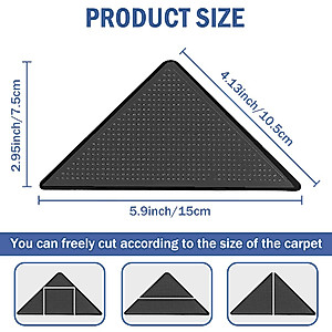 Ubozaw Non Slip Rug Gripper, 8 Pcs Rug Tape for Area Rugs, Anti Slip Rug Grips, No Skid Rug Grippers for Hardwood Floors and Tile, Reusable and Washable Carpet Tape for Kitchen, Bathroom, Living Room