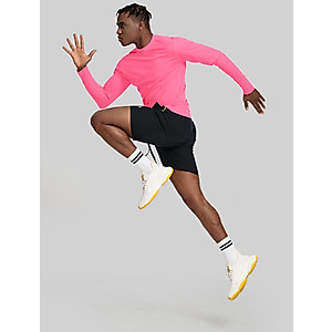 Running Shirts for Men Long Sleeve(Neon Pink,L)