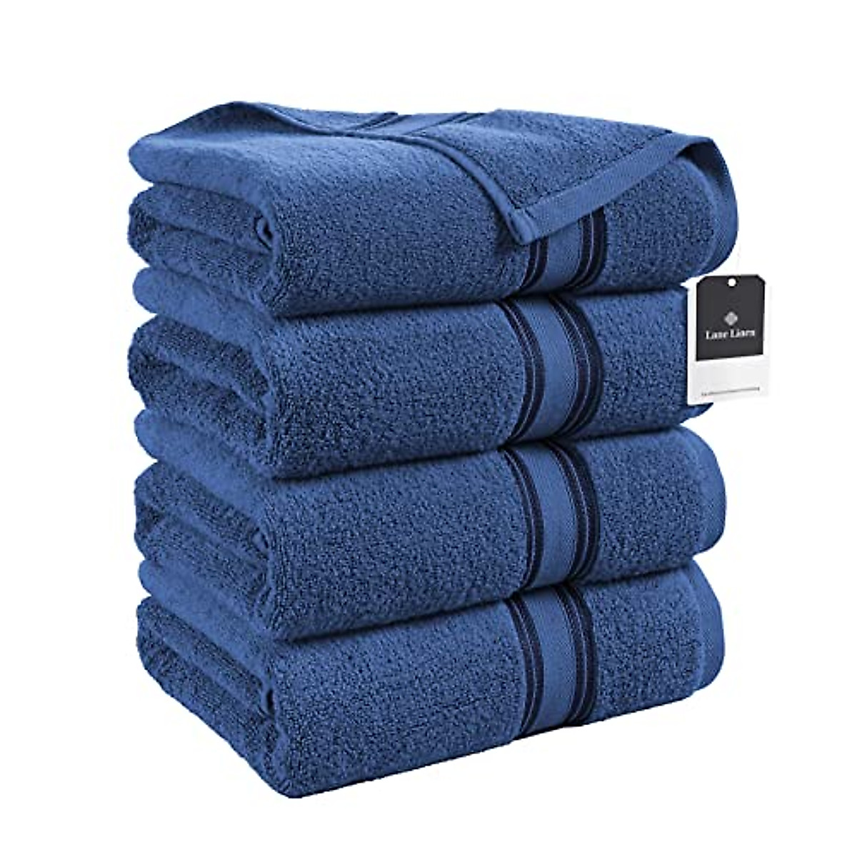 LANE LINEN Bath Sheets - 100% Cotton Extra Large Bath Towels, 4 Piece Bath Sheet Set, Zero Twist, Quick Dry, Soft Shower Towels, Absorbent Bathroom Towels, Hotel Spa Quality, 35 x 66 inch - Navy