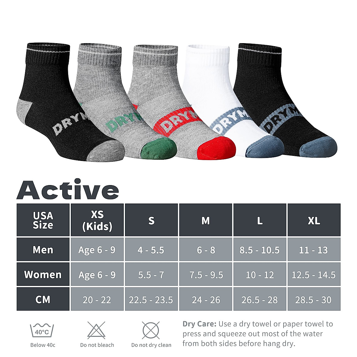 DRYMILE Active Waterproof Socks, Breathable Cushioned Running, Hiking, Winter Waterproof Socks for Men & Women - Ankle (Large, Black/Blue)