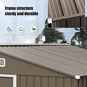 RTDTD 10FT x 8FT Outdoor Storage Shed, Waterproof, Lockable Door Metal Tool Shed with Sliding Door and Air Vents, Storage House for Gardening Tools, Metal Storage Shed for Garden, Backyard, Lawn