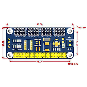 Coolwell Servo Driver HAT for for Raspberry Pi 4B+ 4B 3B+ 3B 2B+ Zero W WH Jetson Nano 16-Channel, 12-Bit, I2C Interface Right Angle Pinheader