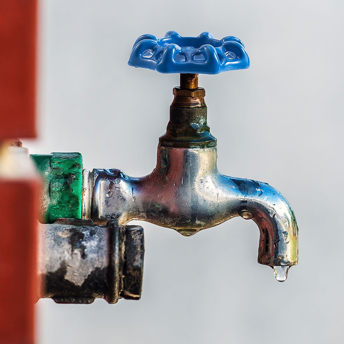 Pndeyo 2pcs Outdoor Faucet Handle Hose Bib Handle, 7x7mm Square Stem Hole Water Spigot Handle, Round Wheel Outside Water Valve Faucet Handle Replacement Parts- Blue