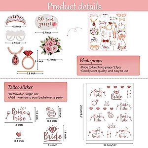 MSMANCY Bachelorette Party Decoration,Rose Gold Bride to be Party Supplies Kit includes Veil, Balloons, Sash, Photo Prop for Bridal Shower Wedding Supplies