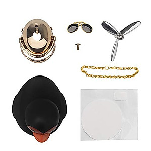 wonuu Rubber Duck Car Decorations Black Duck Car Dashboard Ornaments with Propeller Helmet