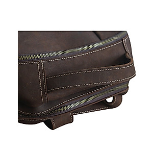 Zoulee Men's Leather Backpack Zipper Backpack Travel Backpack Dark Brown