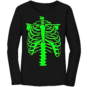 Women's Halloween Rock n Roll Skeleton Funny Long Sleeve Costume for Ladies Skeleton Glow in Dark(Dark-4218 XL)