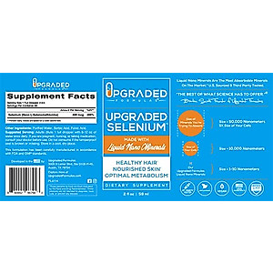 Upgraded Formulas Selenium Supplement with Liquid Nano Minerals - Healthy Hair, Nourished Skin and Optimal Metabolism - Organic, Vegan, Paleo (2 Fluid Ounces)