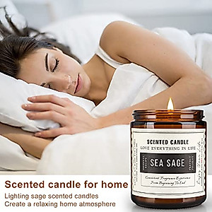 Sage Candles for Cleansing House, 14.4 oz Candles for Home Scented, Odor Eliminating Candle, Sage Candles for Cleansing House Negative Energy, Lavender Candles Gifts for Women, Mother's Day