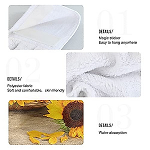 Giwawa 2 Pieces Sunrise Sunflowers Hand Towel Yellow Sunflower Hanging Towels Sunflower Floral Dish Towels Soft Fast Drying Sunflower Towels for Kitchen Bathroom Toilet Home Decorative 12x17in