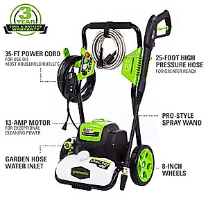 Greenworks 1800 PSI 1.2 GPM Pressure Washer (Open Frame) PWMA Certified