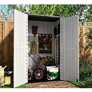 WEWORTH Resin Outdoor Storage Shed Weather Resistance, Horizontal Storage Cabinet Waterproof with Secure Door Handle and Door Holder,52 Cu.ft Capacity for Garden, Patios, Backyards