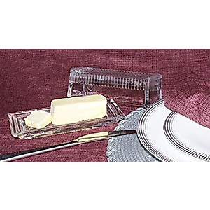 Bezrat Glass Butter Dish with Lid | Classic 2-Piece Design Butter Keeper | Covers and Holds a Standard Stick of Butter | Dishwasher Safe