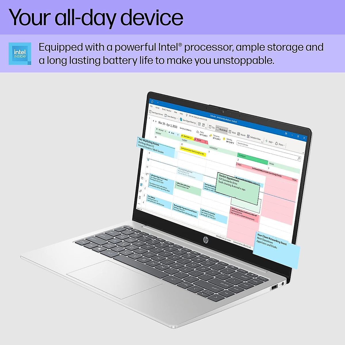 HP 14 FHD Laptop Computer, Intel Quad-Core Pentium N200 (Beat i5-8250U), 4GB RAM, 128GB SSD, WiFi, Webcam, Fast Charge, Backlit Keyboard, 1 Year Microsoft Office 365, Win 11, w/GM Accessory