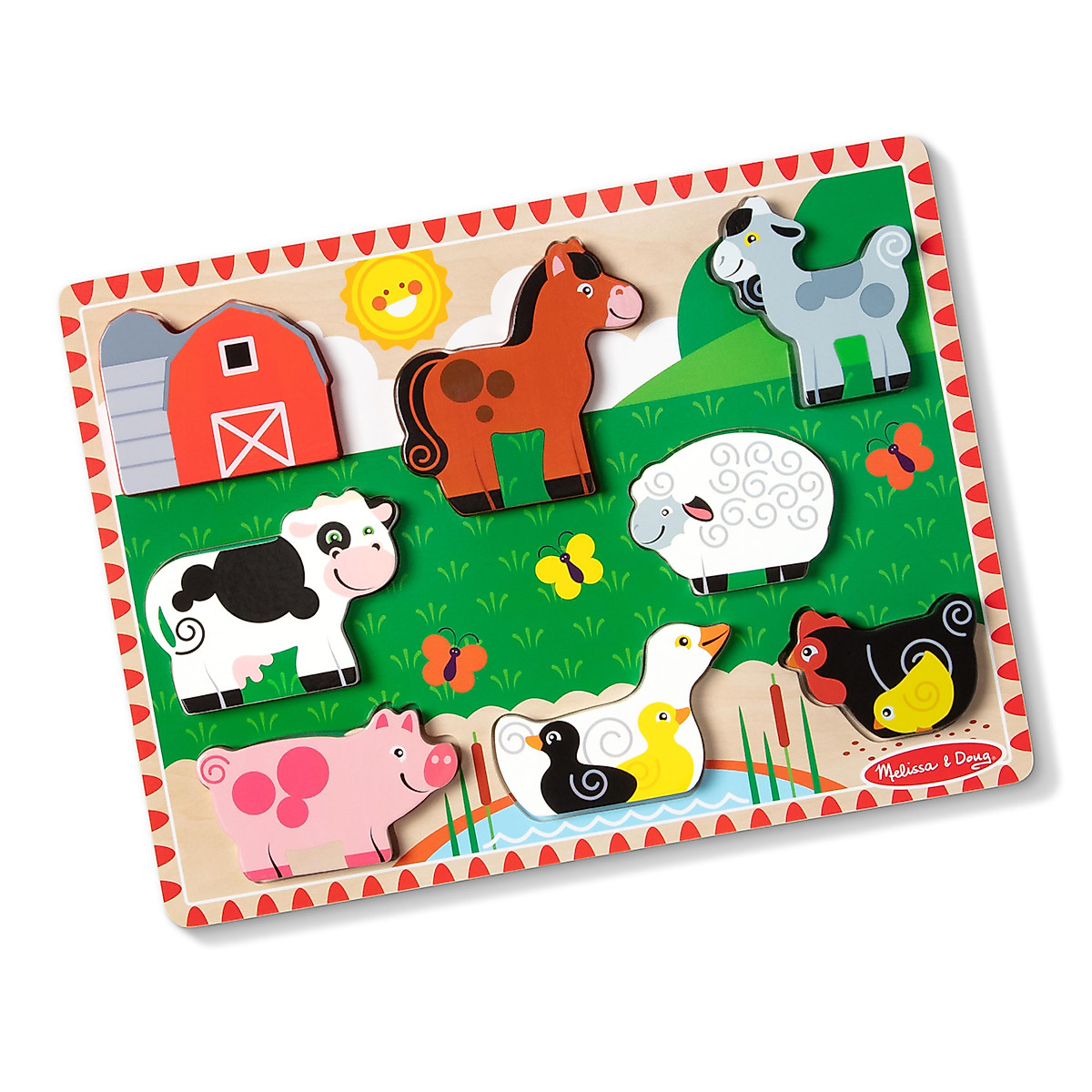 Melissa & Doug Farm Wooden Chunky Puzzle (8 pcs) - FSC Certified