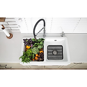 DecorRack 2 Black Sink Protectors for Kitchen Sink, 12" x 11" Dish Rack, Protect Sink from Stains, Damage, Scratches, Dishwasher Safe Sink Grid, Sink Mat, for Kitchen (2 Pack, Black)