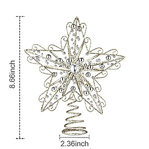 Suixing Christmas Tree Topper 8in Wire Five-Pointed Star Treetop Party Supplies Xmas Decor Home Hotel Office Gold