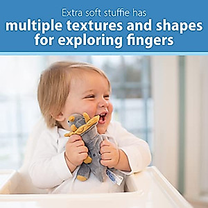 Dr. Brown's Baby Lovey Pacifier Holder & Teether Clip, Soft Plush Stuffed Animal Triceratops Pacifier Tether with Teal HappyPaci, 100% Silicone, 0-12m