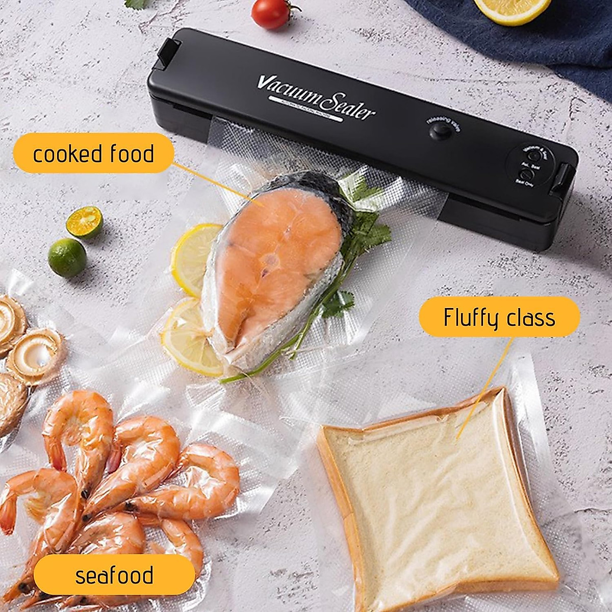 VANEME Vacuum Sealer Machine,Heat Sealer for Cookies,One-Touch Vacuum Sealer,Dry Moist Fresh Modes Sealing System For Food Preservation,Sealing Packing System for All Saving Needs