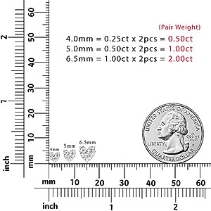 Moissanite Stud Earrings, 0.5ct-2ct D Color VVS1 Clarity Heart Cut Lab Grown Diamond Moissanite 14K White Gold Plated 925 Sterling Silver Moissanite Earrings For Women