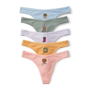 Victoria's Secret PINK Cotton Thong Panty Pack, Women's Panties, Cotton Thong Underwear for Women, Thong Panties, Ladies Underwear, Multi (M)