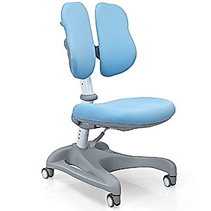 Costzon Kids Chair, Adjustable Height Student Chair w/Sit-Brake Casters, Lumbar Support, Seat Depth Adjustable, Home School Ergonomic Computer Chair for 3-18 Years Old, Kids Desk Chair (Blue)