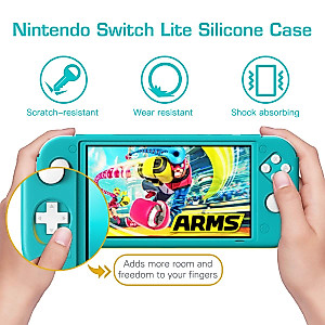 MoKo Case Compatible with Nintendo Switch Lite Console - Turquoise, Protective Silicone Cover, Shock Absorption, Anti Scratch, Easy Installation, Precise Cutouts