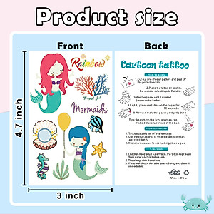 Partywind 130 Luminous Styles Mermaid Birthday Party Decorations, Glow Mermaid Kids Temporary Tattoos for Girls Birthday Party Supplies Favors, Mermaid Tail Ocean Decor (12 Sheets)