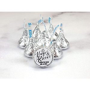 Hugs and Kisses from The New Mr. and Mrs. | Double Heart | 324 Stickers - .75 Inches | Hershey Kiss Stickers | Wedding Stickers | Bridal Shower Stickers | Bridal Favors
