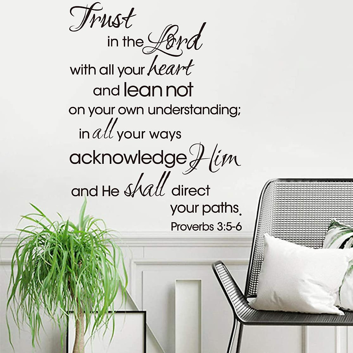 Runtoo Trust in The Lord Wall Decals [Extra Large] Bible Verse Inspirational Quotes Wall Stickers for Bedroom Living Room Family Lettering Wall Decor