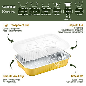 MESTAEK 13"x 8.9" 7.5LB Sturdy Aluminum Foil Pans with Lids and Handle (5 Pack), 2X Thicker Heavy Duty, Dishwasher, Reusable Microwavable for Cooking, Baking, Reheating, Freezer, Oven, Recyclable