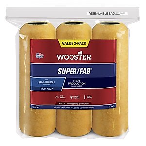 Wooster Brush R740-9 Super/Fab Roller, 1/2-Inch Nap, 3-Pack, 9-Inch
