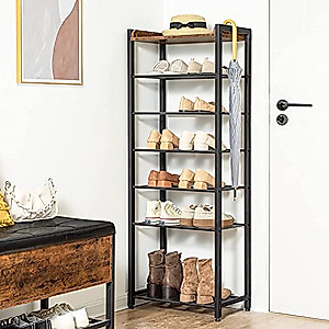 HOOBRO 5-Tier Shoe Storage and 8 Tier Shoe Rack, with 7 Metal Shelves, Saving Space, Hold 14-16 Pairs of Shoes, Adjustable Shoe Organizer Shelf for 16 Pairs, Durable, for Entryway, Dorm Room
