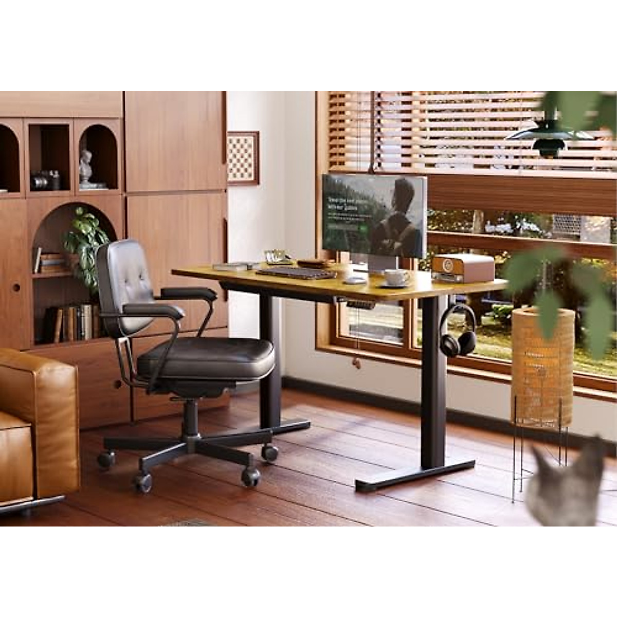 Claiks Standing Desk with Drawers, Stand Up Electric Standing Desk Adjustable Height, Sit Stand Desk Computer Workstation, 48 Inch, Rustic Brown