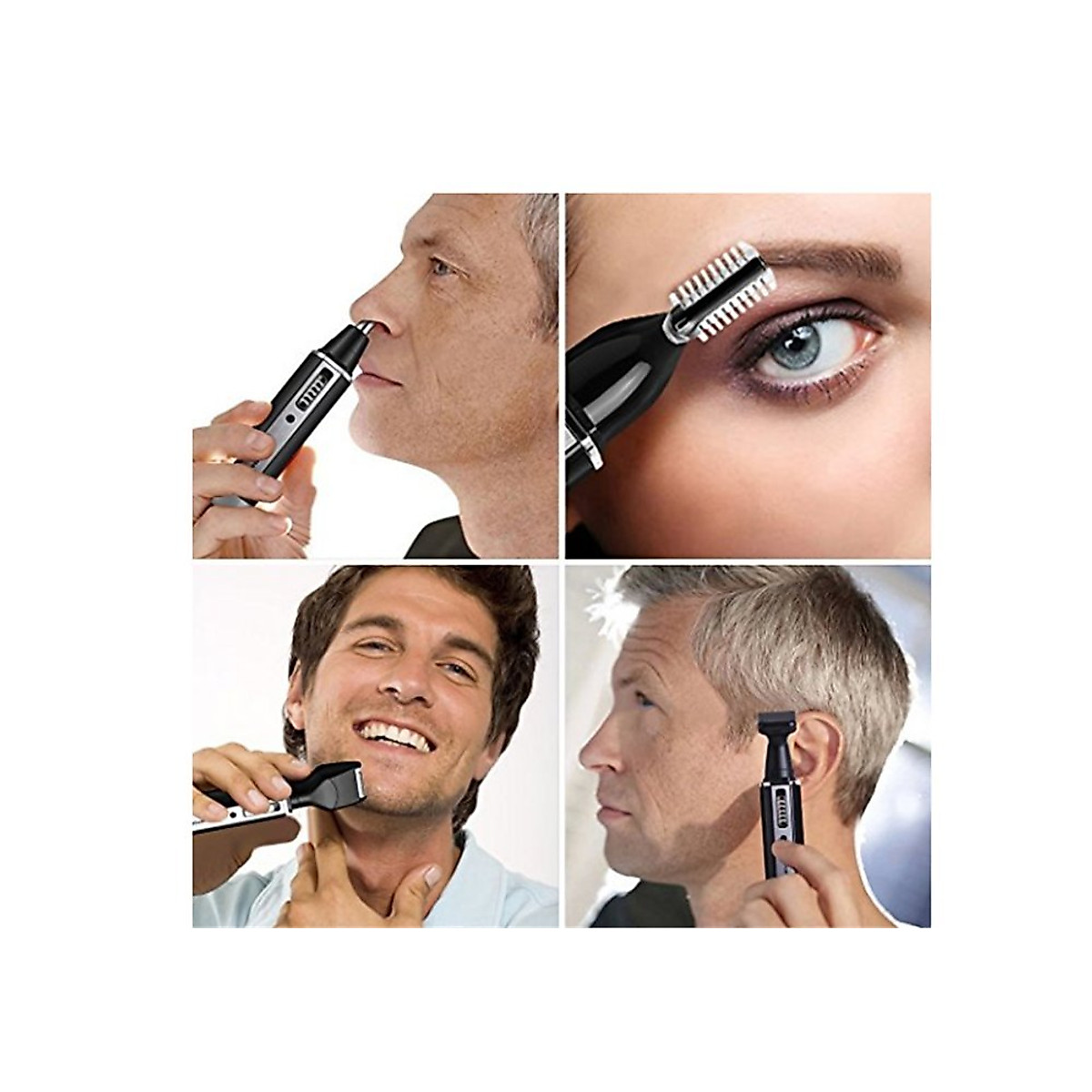 4 in 1 Rechargeable Nose Sideburn Eyebrow Beard Ear Hair Trimmer for Men & Women, Nose Ear Trimmer/Beard Trimmer/Sideburn Trimmer/Eyebrow Trimmer (Black)