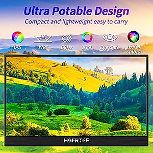 Portable Monitor 15.6inch 1080P FHD Laptop Monitor USB C HDMI Computer Display IPS Gaming Monitor w/Smart Cover & Screen Protector, Speakers, External Monitor for Laptop Phone PC Mac Xbox PS4 Switch