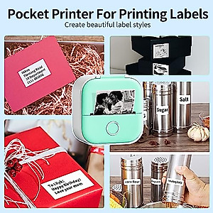 Mini Pocket Sticker Printer-T02 Sticker Maker Machine Mini Printer, Portable Smart Photo Printer for iPhone, Compatible with iOS&Android, Receipt Mobile Printer for Study, Journal, Notes