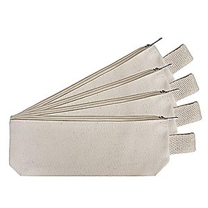 BUMBLE CRAFTS 4 PC Multipurpose Pencil Case Pouch with Zipper, Multipurpose Stationary, Pen Pencil Case, 9” x 3.5", 100% Cotton Canvas - Natural