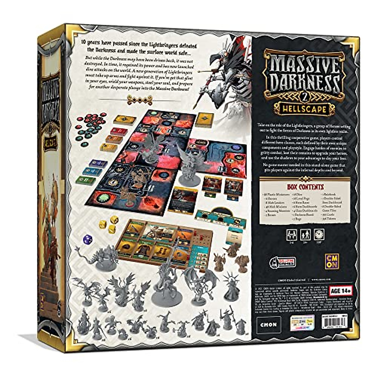 CMON Massive Darkness 2 Hellscape Board Game | Tabletop Miniatures Game | Cooperative Strategy Game for Adults and Teens | Ages 14+ | 1-6 Players | Average Playtime 60 Minutes | Made by CMON