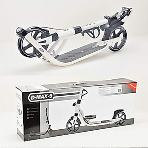 WRRAC-Trampolines Sport Pro Scooter Stunt Kick Scooters with Brake and Suspension Light Frame Big 200mm Wheel Durable Push Scooter for Adults, Kids and Teens, White