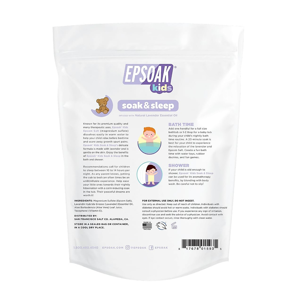 Epsoak Kids Lavender Soak & Sleep Epsom Salt - 2 lb. Bag