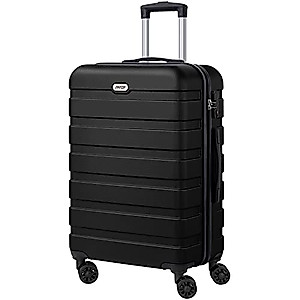 AnyZip Luggage PC ABS Hardside Lightweight Suitcase with 4 Universal Wheels TSA Lock Checked-Medium 24 Inch Black
